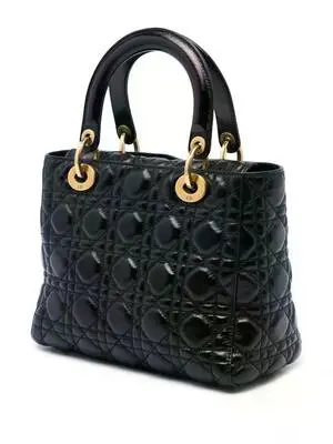 Dior 2017 Medium Crinkled Patent Cannage Supple Lady Satchel