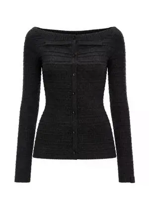 Victoria Beckham Folded Pleated Wide-neck Cardigan - Grey