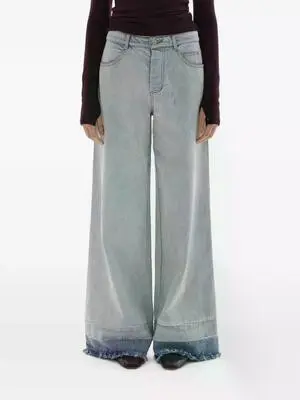JOAEN Adrianne Frayed Wide-leg Jeans - Blue