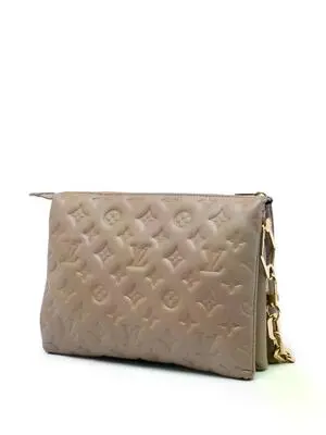 LOUIS VUITTON 2000-2026 Monogram Embossed Puffy Lambskin Coussin Pm Satchel - Brown
