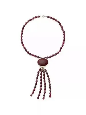 JULIETTA Clio Beaded Tassel Necklace - Silver