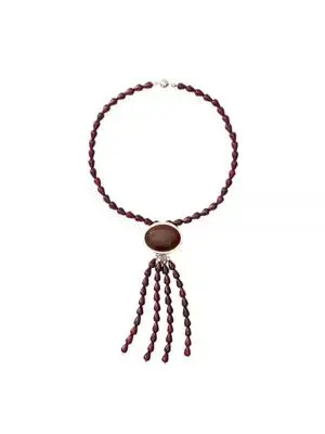 JULIETTA Clio Beaded Tassel Necklace - Silver