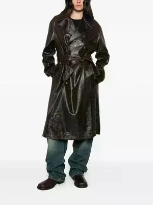SANDERLAK Double-breasted Leather Coat