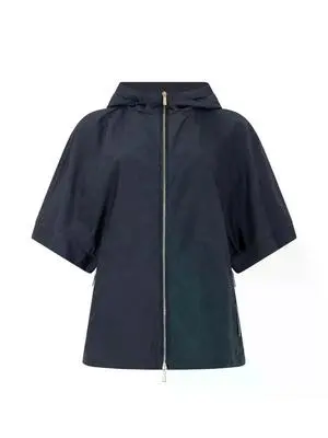 MOORER Penelope-da6 Hooded Short-sleeve Jacket - Blue