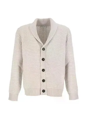 SETTEFILI CASHMERE Shawl-collar Waffle-knit Cardigan - Grey