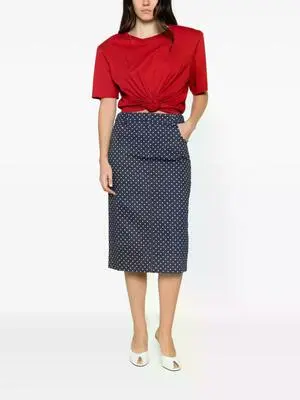 Françoise Tina Polka Dot-print Pencil Midi Skirt