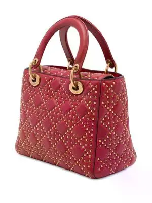Dior 2017 Medium Lambskin Cannage Studded Supple Lady Satchel