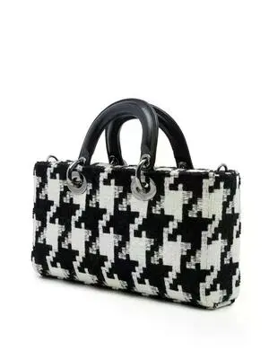 Dior 2022 Medium Canvas Macro Houndstooth Lady D Joy Satchel