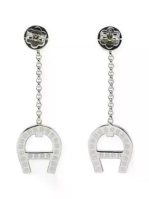 AIGNER Logo Drop Earrings - Silver