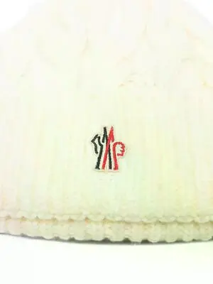 Moncler Cable-knit Logo-patch Beanie Hat