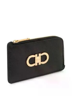 FERRAGAMO Gancini Pebbled-leather Cardholder - Black
