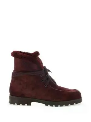 Santoni Shearling-lined Suede Ankle Boots - Red