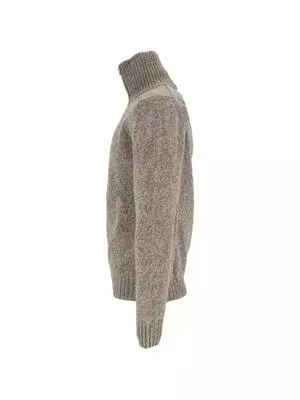SETTEFILI CASHMERE Ribbed High-neck Cardigan - Neutrals