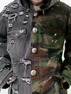 THUG CLUB Tc Hothead M65 Distressed Panelled Coat