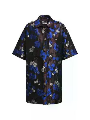 Essentiel Antwerp Floral-jacquard Shoulder-epaulette Shirt Mini Dress