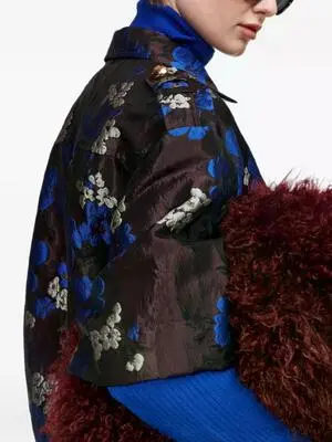 Essentiel Antwerp Floral-jacquard Shoulder-epaulette Shirt Mini Dress