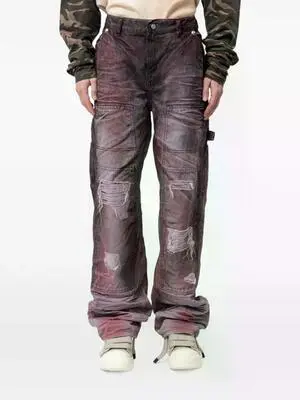 THUG CLUB Two Tone Washed Distressed Jeans - Grey