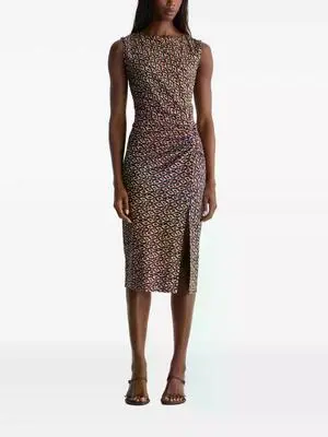 Diane Von Furstenberg Andie Ruched Geometric-print Midi Dress - Neutrals