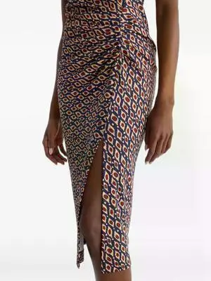 Diane Von Furstenberg Andie Ruched Geometric-print Midi Dress