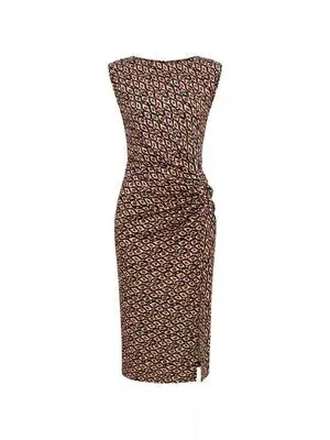 Diane Von Furstenberg Andie Ruched Geometric-print Midi Dress