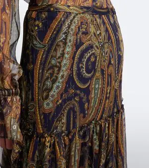Etro Paisley Tiered Silk-blend Chiffon Maxi Skirt - Multicoloured