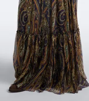 Etro Paisley Tiered Silk-blend Chiffon Maxi Skirt - Multicoloured
