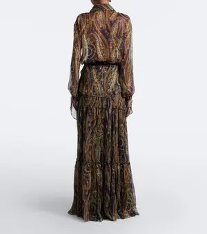 Etro Paisley Tiered Silk-blend Chiffon Maxi Skirt - Multicoloured
