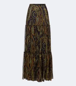 Etro Paisley Tiered Silk-blend Chiffon Maxi Skirt - Multicoloured