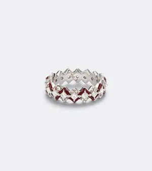 KAMYEN Puzzle 18kt White Gold And Enamel Ring With Diamonds