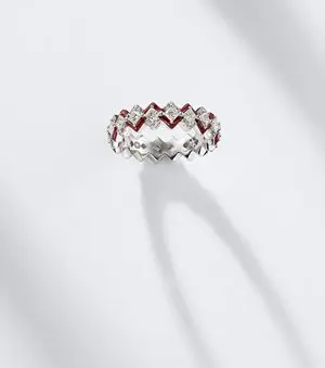 KAMYEN Puzzle 18kt White Gold And Enamel Ring With Diamonds