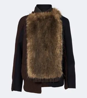 Sacai Ribbed-knit Wool-blend Jacket - Multicoloured
