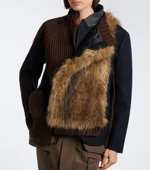 Sacai Ribbed-knit Wool-blend Jacket