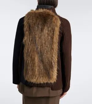 Sacai Ribbed-knit Wool-blend Jacket