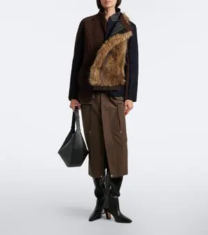 Sacai Ribbed-knit Wool-blend Jacket