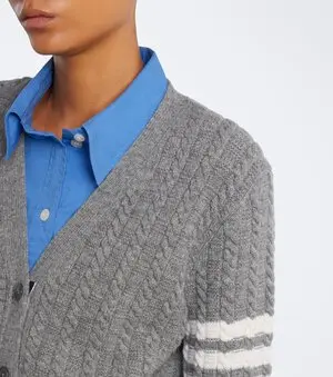 Thom Browne 4-bar Cable-knit Virgin Wool Cardigan