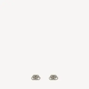 Balenciaga Bb Xs Stud Earrings - Silver