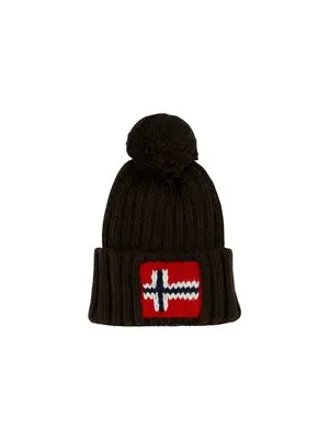 NAPAPIJRI Knit Beanie Hat With Semiury Logo - Brown