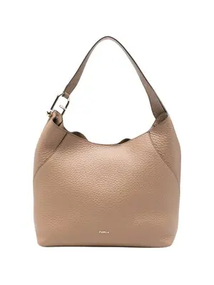 Furla Hammered Leather Handbag - Brown