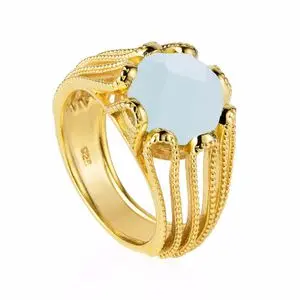 NEOLA Alessia Cocktail Ring With Aqua Chalcedony - Gold