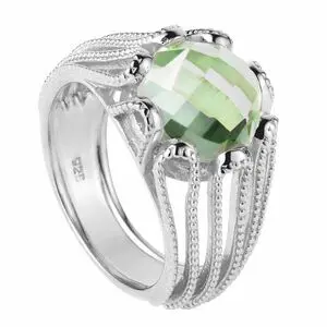 NEOLA Alessia Cocktail Ring With Green Amethyst - Silver