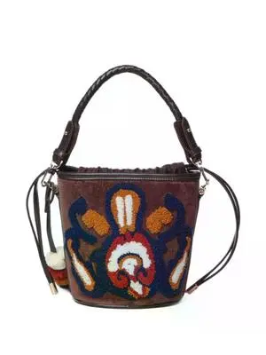 V°73 Quarzo Embroidered Tassel-embellished Bucket Mini Bag