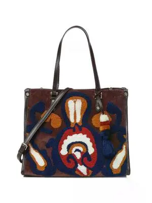 V°73 Quarzo Embroidered Tassel-detail Tote Bag - Brown