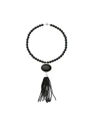JULIETTA Clio Beaded Tassel Necklace - Silver