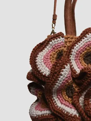 Farm Rio Floral-crochet Wool Top Handle Bag