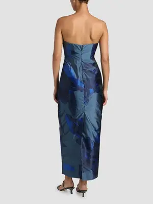 MILLY Tropical-print Jacquard Midi-dress