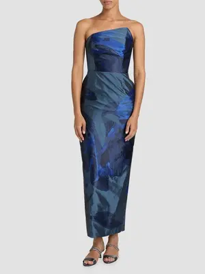MILLY Tropical-print Jacquard Midi-dress