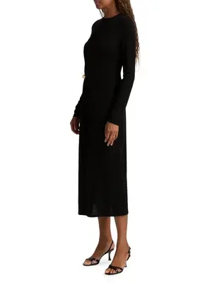 Vince Draped Wool-blend Crewneck Midi-dress