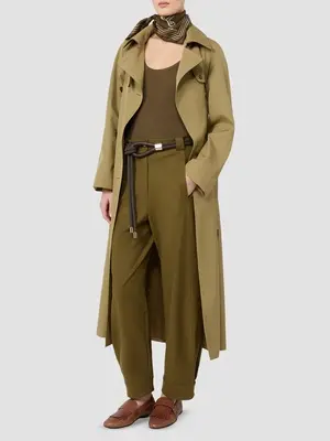Max Mara Water Repellent Wool Blend Gabardine Trench Coat