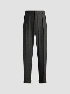 Ralph Lauren Purple Label Glenn Checked Wool-cashmere Trousers - Medium Grey Multi