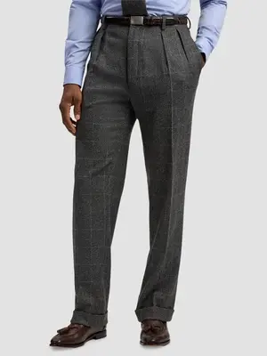 Ralph Lauren Purple Label Glenn Checked Wool-cashmere Trousers